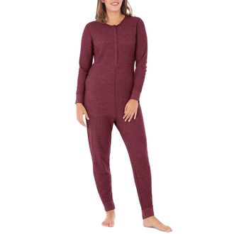 Fruit Of The Loom Damen Micro Waffle Premium Thermoanzug Pyjamahose, Merlot Heather, X XX-Large