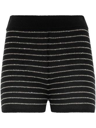 Brunello Cucinelli Gestreifte Shorts mit Pailletten - Schwarz