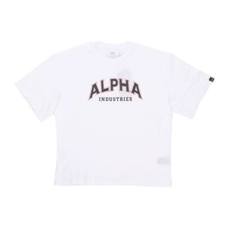 Alpha Industries Homme, Tops, Blanc, Taille: XL T-shirt Blanc College à Manches Courtes