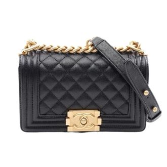 Chanel unisex, Pre-owned, Noir, Taille: ONE Size Pre-owned Sac bandouli&egrave;re Boy Small en cuir grain&eacute;