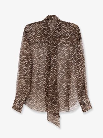 Brunello Cucinelli Womens Shirt Sheer Silk Brown