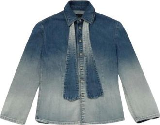 3x1 Femme, Blouses et Chemises, Bleu, Taille: 34 FR Chemise Cravate Dégradé