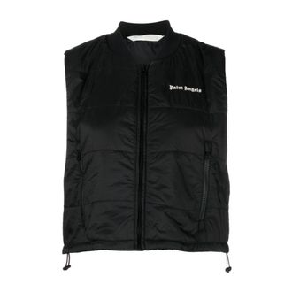 Palm Angels Gesteppter- bestickter Sweater mit Rei&szlig;verschluss - - Jackets - Damen - Schwarzk - S
