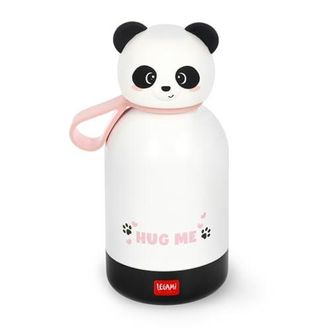 Legami Legami - Bouteille deau pour enfants Hot&Cold BFF, Panda, double couche en acier inoxydable 18/8 avec fermeture herm&eacute;tique, garde le chaud pendant 12 