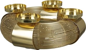 Gilde Adventskranz - 4 flammiger Kerzen Leuchter - Adventsdeko aus Edelstahl - für 4 Kerzen - Farbe: Gold - Ø 37 cm, 21229