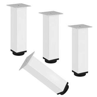 Generic 10 cm Hohe M&ouml;belf&uuml;&szlig;e F&uuml;r K&uuml;che, Tisch, Stuhl, Schreibtisch, Schrank, 4er-Set Metall-Schrankf&uuml;&szlig;e Mit Rutschfester Unterseite Und Verstellbarer Fu&szlig;kappe