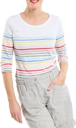 Armor Lux Leichte Matrosenhose in 10 Farben, mit 3/4-&Auml;rmeln und U-Boot-Ausschnitt, f&uuml;r Damen, Multicol Vein Ruz Wei&szlig;, 42