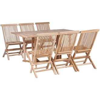 vidaXL 7-tlg. Garten-Essgruppe Klappbar Massivholz Teak Vidaxl