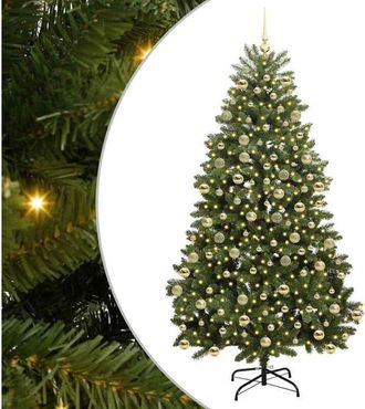 vidaXL K&uuml;nstlicher Weihnachtsbaum Gr&uuml;n 210 cm PVC und Metall vidaXL