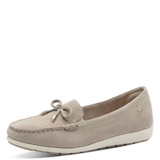 Tamaris Comfort mocassins femme cuir avec noeud, Beige Suede, 40 EU