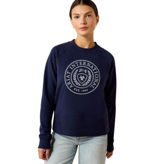 Ariat Womens Martine Sweatshirt Long Sleeve in Navyt, Size X-Large, by Ariat