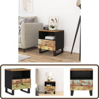 vidaXL Nachttisch Altholz Massiv & Holzwerkstoff - Industrieller Stil - Nachttisch - Altholz Tisch - Vintage Nachttisch - Wohnzimmer Dekoration