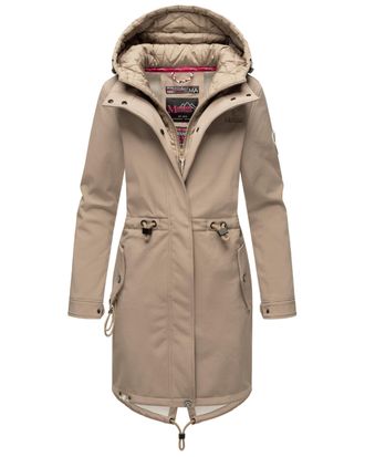 Marikoo Damen &Uuml;bergangsjacke Softshellmantel mit Kapuze Mount Presanella Taupe Grey Gr. 3XL