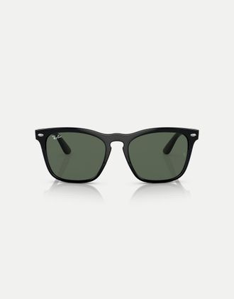 Ray-Ban Steve - Eckige Sonnenbrille in Schwarz mit gr&uuml;nen Gl&auml;sern