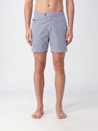 MC2 Saint Barth Short de bain ray&eacute; avec taille &eacute;lastiqu&eacute;e et logo brod&eacute;