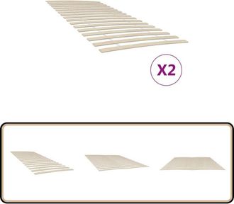 vidaXL Lattenroste mit 34 Latten 2 Stk. 100x200 cm - Holz Lattenrost - Lattenrost Massiv Pappelholz - Lattenrost Zusammenfaltbar - Lattenrost 100x200 Cm