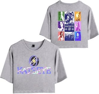 Generic KATSEYE 2025 Fan Support Merch T-shirt &agrave; manches courtes pour femme - T-shirt graphique style cor&eacute;en &agrave; manches courtes pour fans, gris, XS