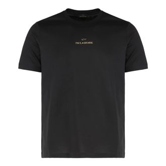 Paul & Shark Logo Baumwoll Rundhals T-shirt - - Tops - Herren - Schwarzk - M