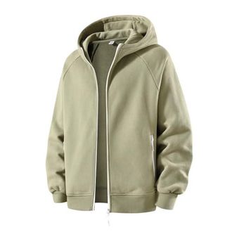 Generic Sweat &agrave; capuche zipp&eacute; pour homme et femme - V&ecirc;tement dext&eacute;rieur - Veste de sport l&eacute;g&egrave;re - Manches longues - Couleur unie - Manteau &agrave; capuche, vert, XX