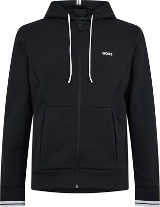 HUGO BOSS Hoodie mit durchgehendem Rei&szlig;verschluss f&uuml;r Herren, Sport, Stretch (Schwarz)
