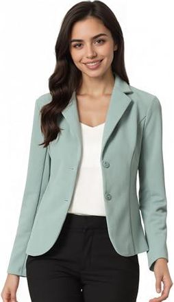 Allegra K Blazer Femme de Business &agrave; Col Revers Veste de Costume &agrave; Manches Longues Pois Vert L