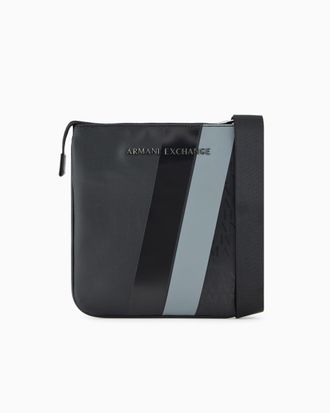 A|X Armani Exchange Mens Dylan, Essential, Stripe detail, Flat crossbody, Black, One size