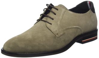 Tommy Hilfiger Herren Anzugschuhe Signature Hilfiger Suede Shoe aus Wildleder, Beige (Nomad), 40 EU