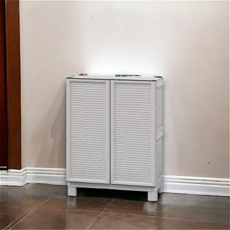 Dmora Mehrzweckschrank für den Außen und Innenbereich, niedriger Kleiderschrank mit 2 Türen und 1 Polypropylen Regal, 100% Made in Italy, 70x39h92 cm