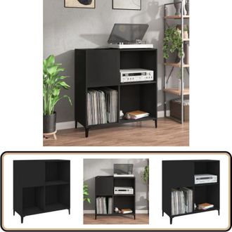 vidaXL Plattenschrank Schwarz 84,5x38x89 cm Holzwerkstoff - Plattensammlung - Vinylregal - HiFi Regal - Holzschreibtisch - Sideboard