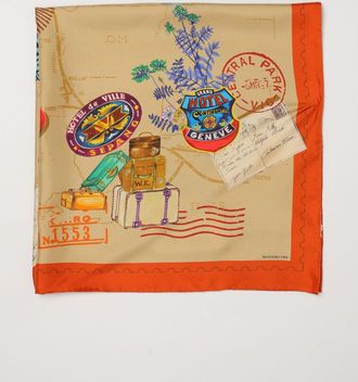 Mantero 1902 Quadratischer Seidentwill-Foulard mit mehrfarbigem Grafikdruck