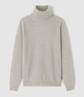 Eric Bompard Pull Col Roulé Classique Cachemire Gris Argente