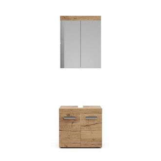 Vicco Badmöbel-Set Eiche Wotan Luna, bestehend aus Bad Spiegelschrank, Waschbeckenunterschrank - Clevere Innenaufteilung für perfekte Ordnung