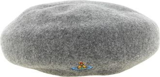 Vivienne Westwood Wool Orb Embroidered Beret - - Accessories - Damen - Grau - S/M