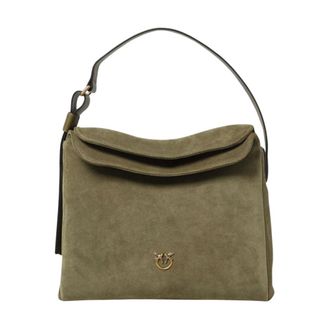 Pinko Pinko, Femme, Sacs, Vert, Taille: ONE Size Sac &agrave; Bandouli&egrave;re en Daim de Luxe Design Classique