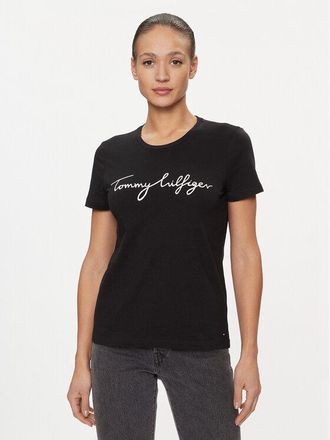 Tommy Hilfiger T-Shirt Heritage Crew Neck Graphic Tee WW0WW24967 Schwarz Regular Fit