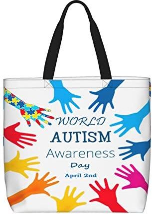 Generic Sac De Courses Journ&eacute;e Mondiale De Sensibilisation &Agrave; LAutisme Sac Tissu Personnaliser R&eacute;utilisable Sacs &Agrave; Main, Pour Shopping, Burea, Filles, Voyage