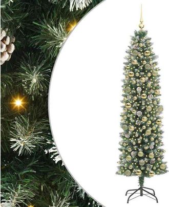 vidaXL K&uuml;nstlicher schlanker Weihnachtsbaum Gr&uuml;n und Wei&szlig; 180 cm vidaXL