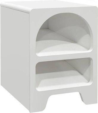 Sweeek Sweeek - Table de chevet organique effet bois blanc. 2 niches de rangement