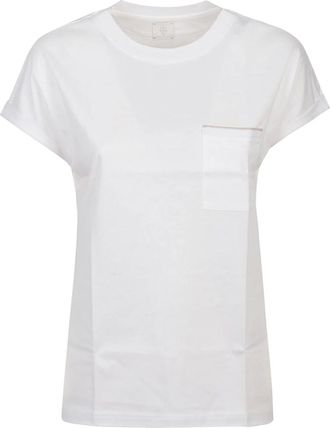Eleventy Femme, Tops, Blanc, Taille: 36 FR T-Shirt Jersey