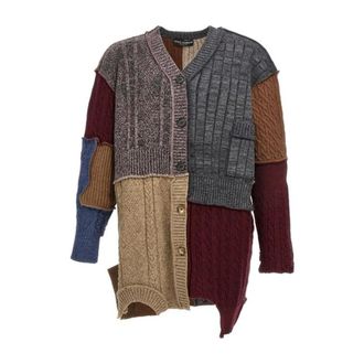 Dolce & Gabbana Homme, Pulls, Multicolore, Taille: XS Patchwork Knit Cardigan