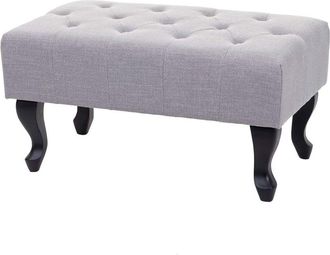 Hhg Ottomane Chesterfield Oxford, Sitzhocker Fußablage Hocker, wasserabweisend Stoff/Textil 39x77x47cm grau