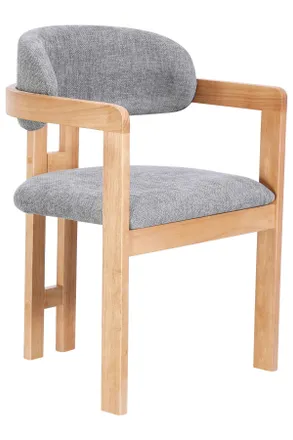MID.YOU Mid.you Armlehnstuhl, Grau, Eiche, Holz, Textil, Kautschukholz, massiv, eckig, 60x80x52 cm, Esszimmer, St&uuml;hle, Esszimmerst&uuml;hle, Armlehnenst&uuml;hle