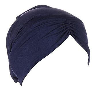 Generic Chapeau de Cancer Chapeau Chapeau Ethnique Couverture Wrap Turban Couvre-chef Turban Cap Pliss&eacute; Chapeau Bandeau Cylindre, bleu marine, Taille unique