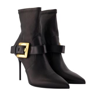 Balmain Womens Anthem Ankle Boots Leather Black Lambskin Shoes Ankle-boots