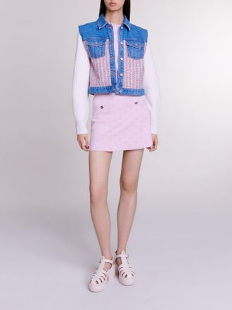 Maje Kurzer Blouson Aus Denim Und Tweed - Rosa/ecru - Gr&ouml;&szlig;e 32 - Maje