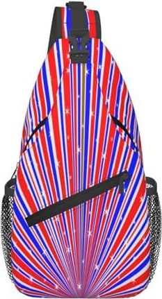 Generic Secteur De La Ligne Rouge, Blanche Et Bleue Des &Eacute;toiles Brillantes Sac Poitrine Multifonctionnel Pochette Epaule Antivol Sacoche Bandouliere Pour Camp
