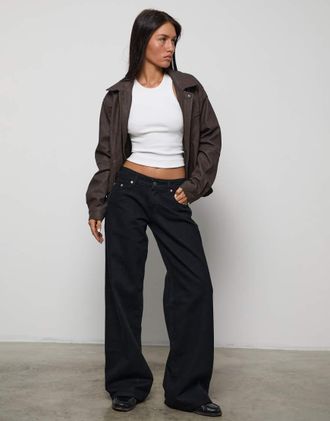 Motel Jean ample &agrave; taille basse - Noir brut