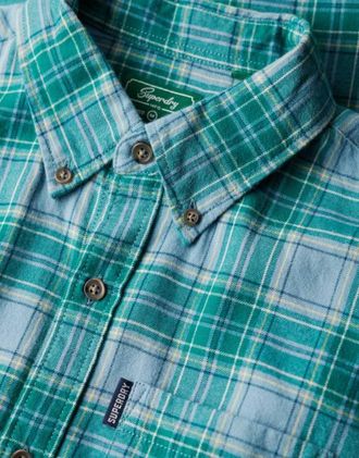 Superdry Chemise &agrave; carreaux vintage en coton - Sarcelle-Bleu