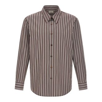 Saint Laurent Gestreiftes Baumwoll-Popeline-Hemd - - Shirts - Herren - Mehrfarbig - L