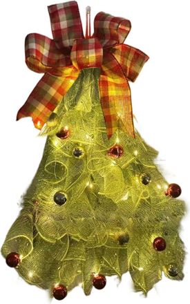 Generic Beleuchtete T&uuml;rdekoration - Girlande Mit K&uuml;nstlichen Kiefernnadeln, Warmwei&szlig;e LED-, Rote Schleifendekoration, Rustikaler Kaminsims, Batteriebetriebene